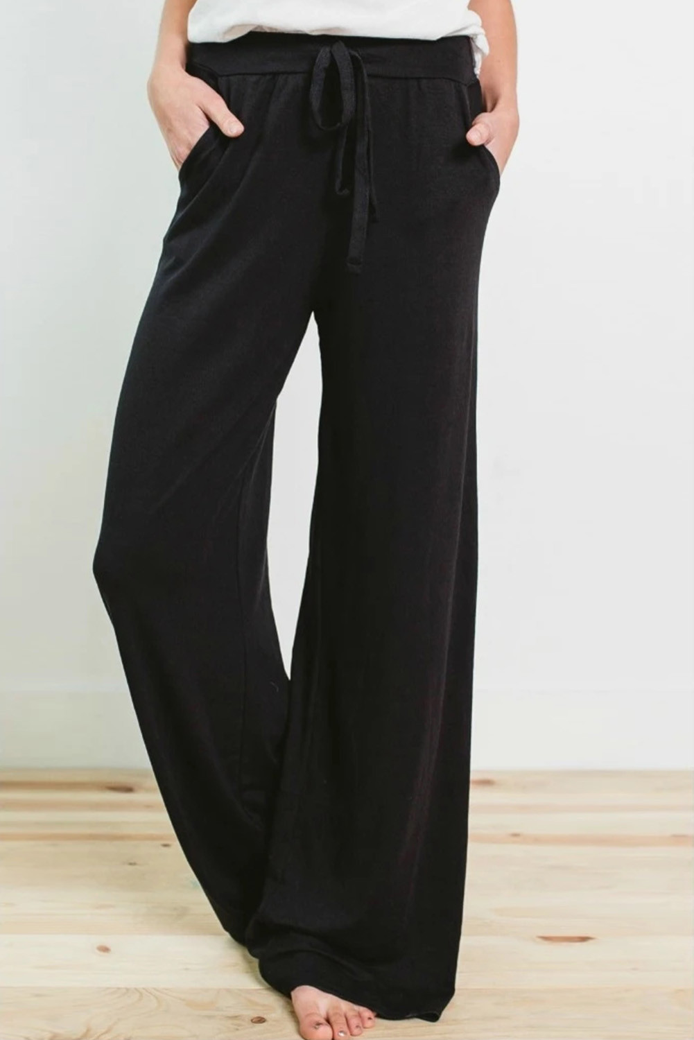 US$ 8.16 Black Drawstring Lounge Pants Wholesale US$ 8.16 Black Drawstring Lounge Pants Wholesale