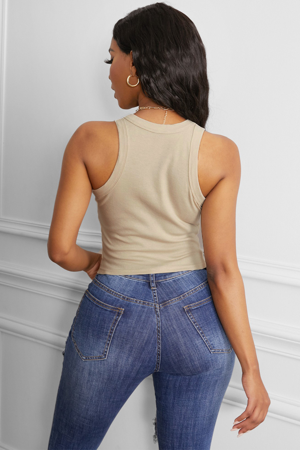 Us 4 8 Beige Fashion Bodycon Tight Ribbed Tank Top Wholesale
